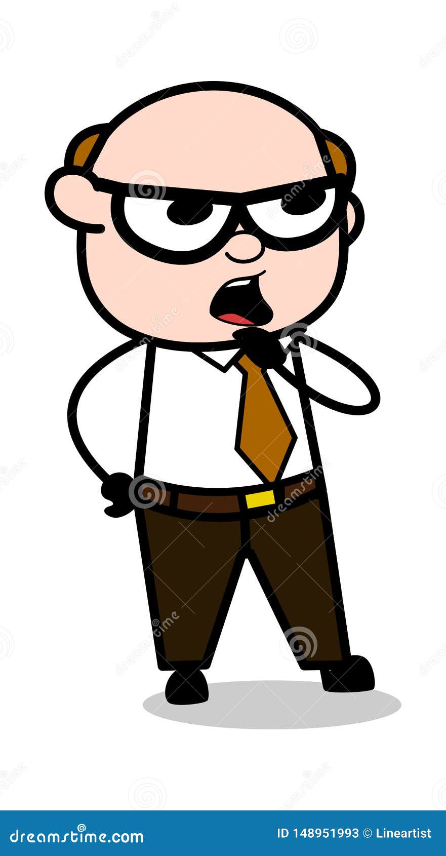 Thought - Retro Cartoon Office Old Boss Man Vector Illustration Stock ...