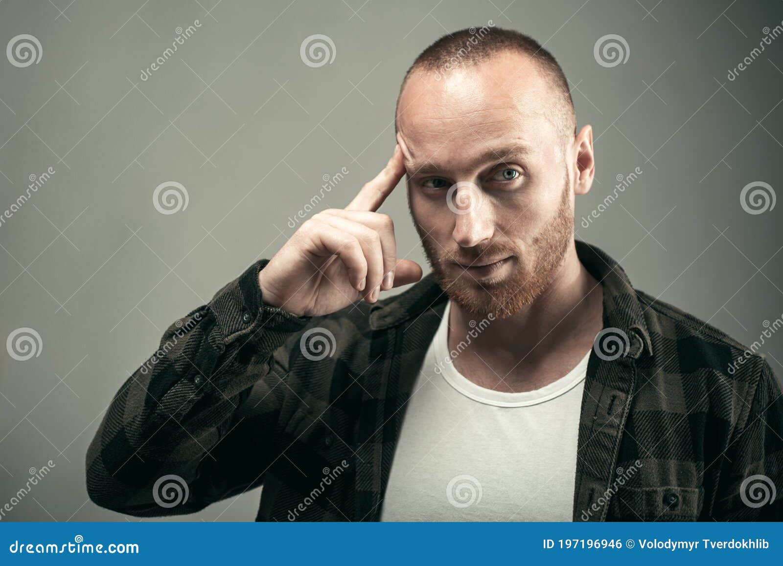 Thought Thinking Guy. Portrait of Handsome Men. Stock Photo - Image of ...