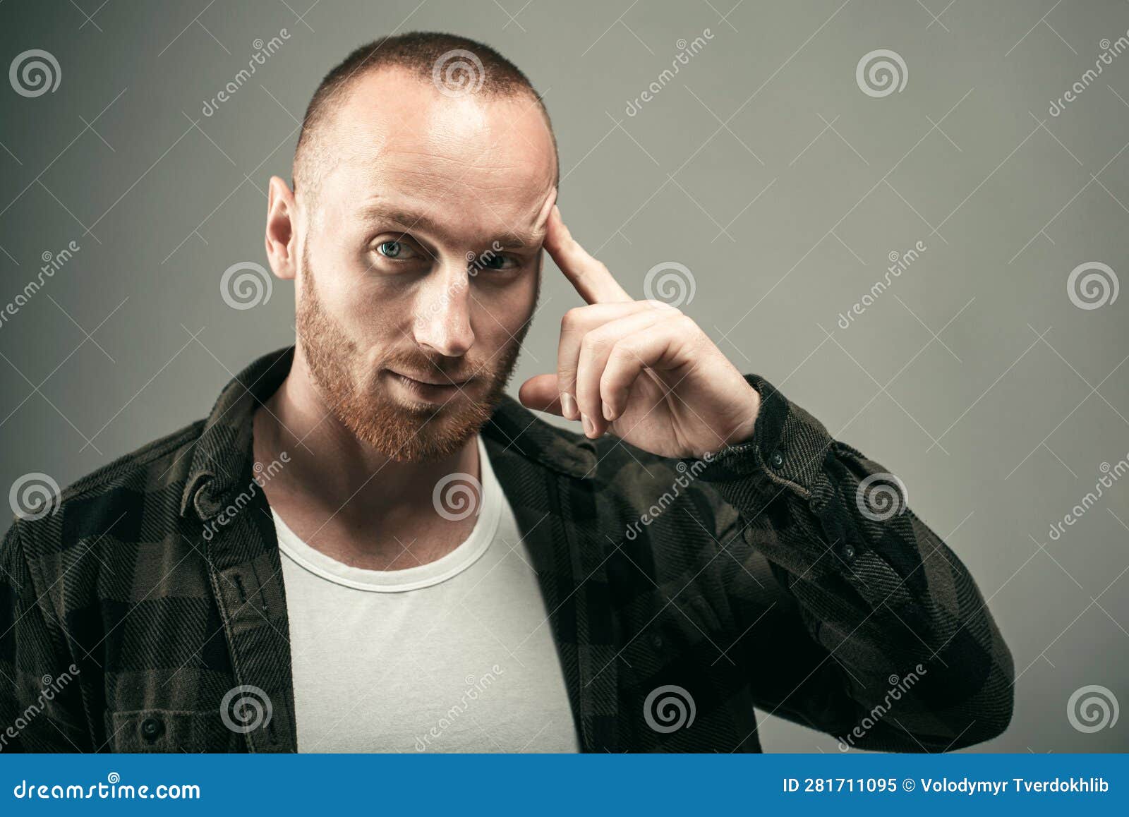 Thought Thinking Guy. Portrait of Handsome Men. Stock Image - Image of ...