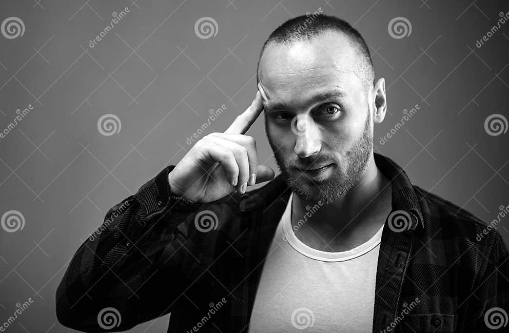 Thought Thinking Guy. Portrait of Handsome Men. Stock Image - Image of ...