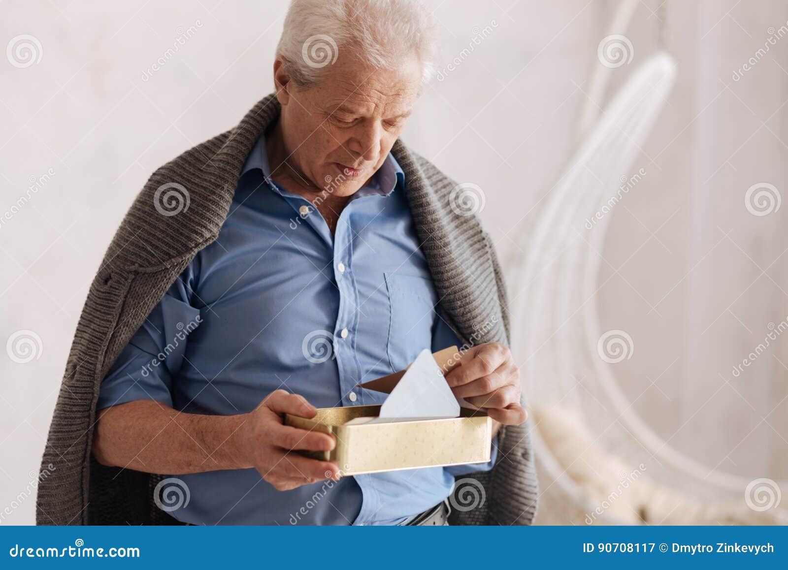 Thoughtful Aged Man Remembering His Past Stock Image - Image of love ...
