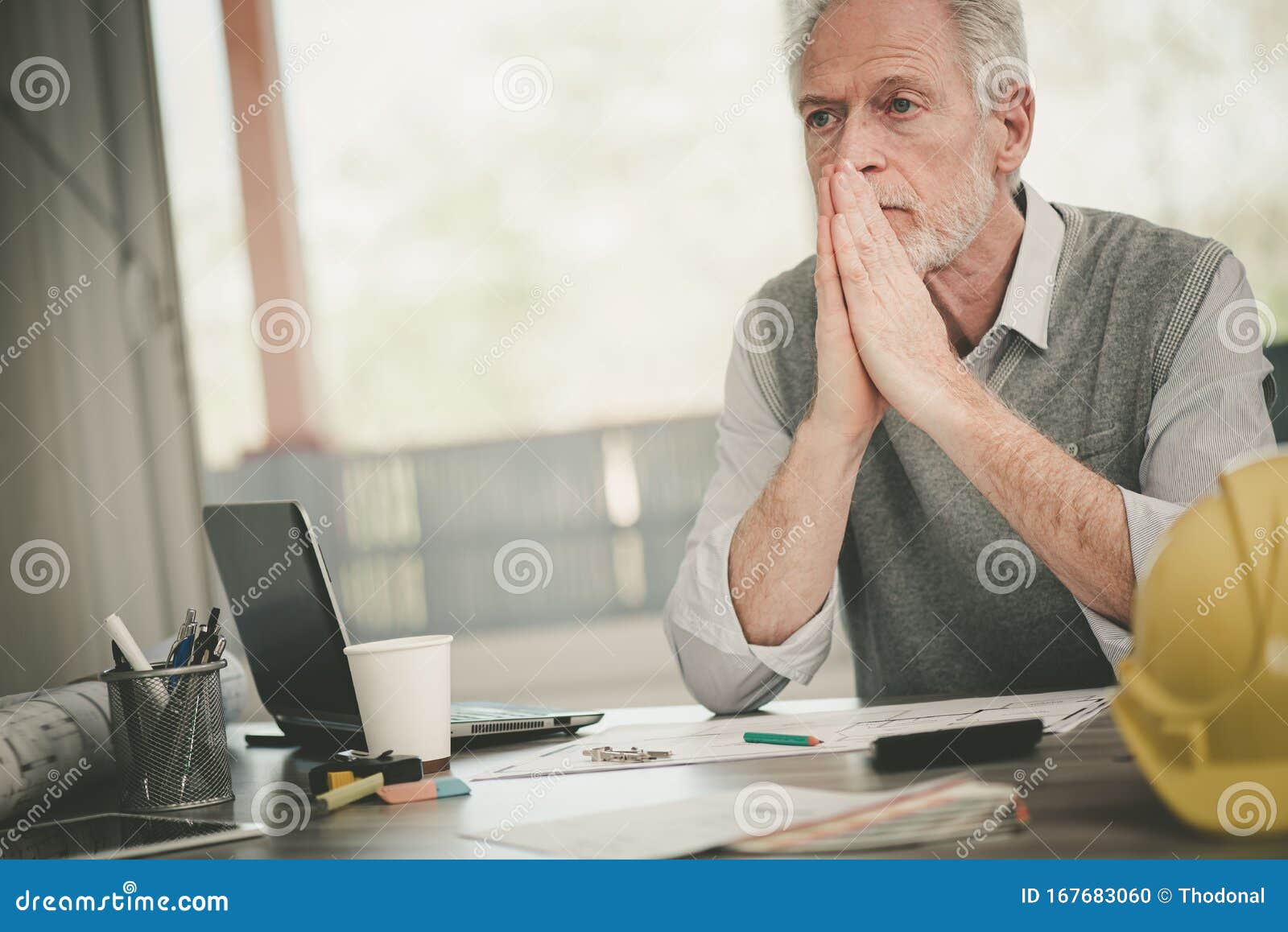 Architect Thinking about a Project Stock Photo - Image of thinking ...