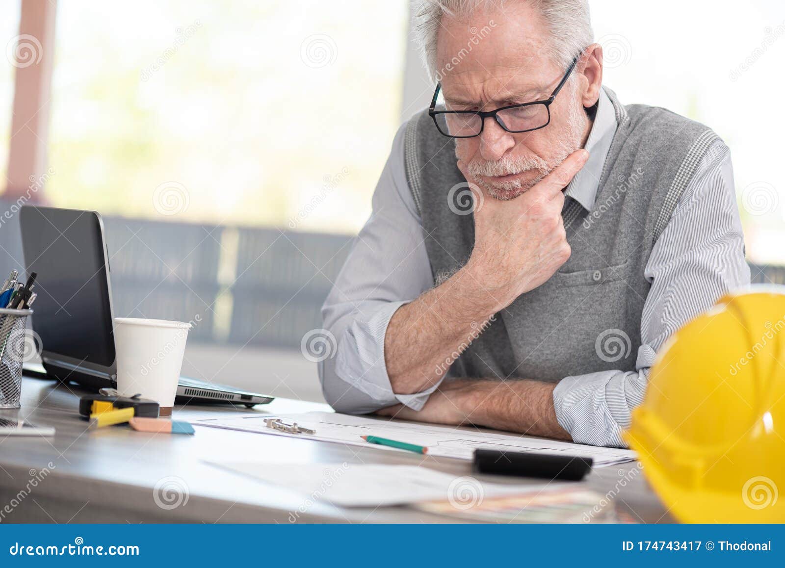 Architect Thinking about a Project Stock Image - Image of competence ...