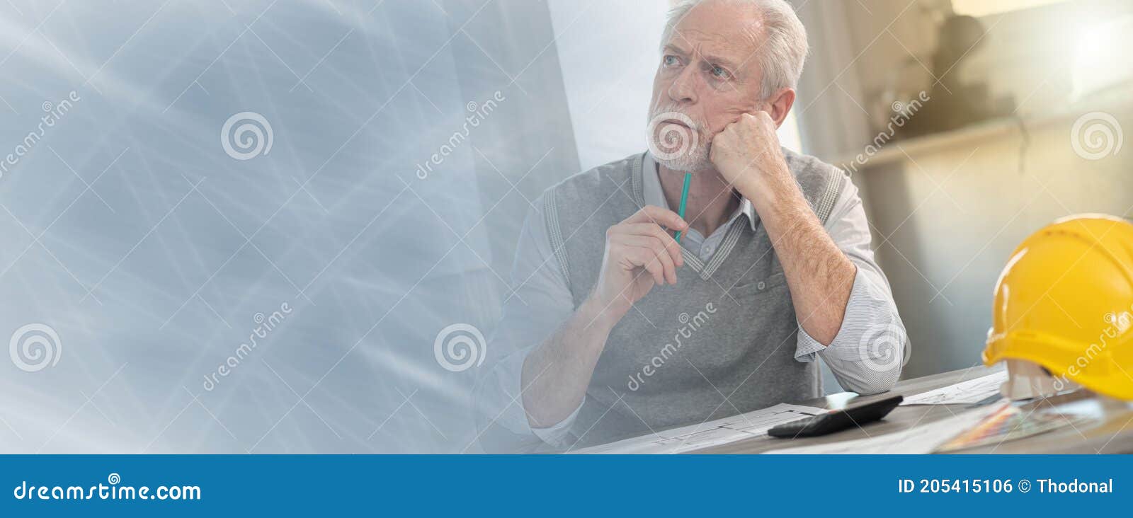 Architect Thinking about a Project; Panoramic Banner Stock Photo ...