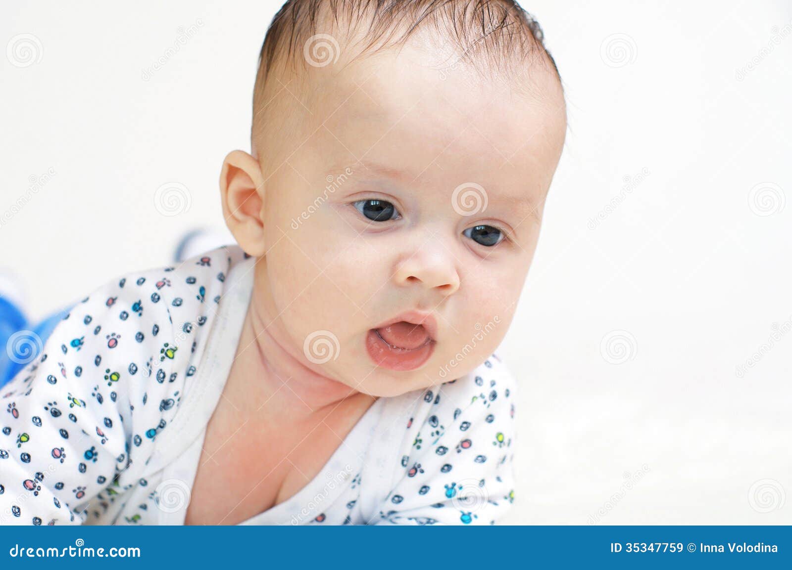 Thoughtful Baby Age of 3 Months Stock Image - Image of beautiful, luck ...