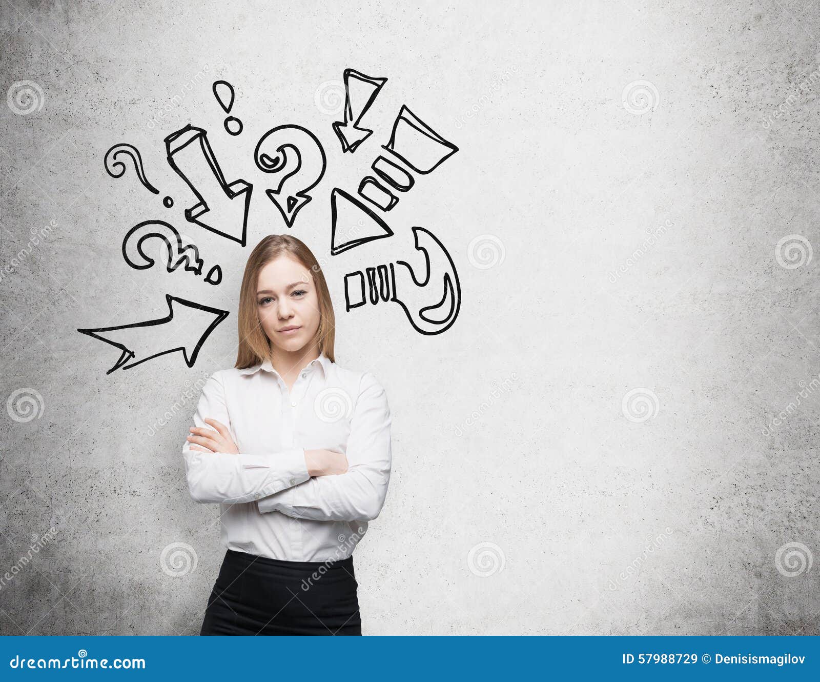 Thoughtful Beautiful Lady is Trying To Find a Right Solution. Stock ...