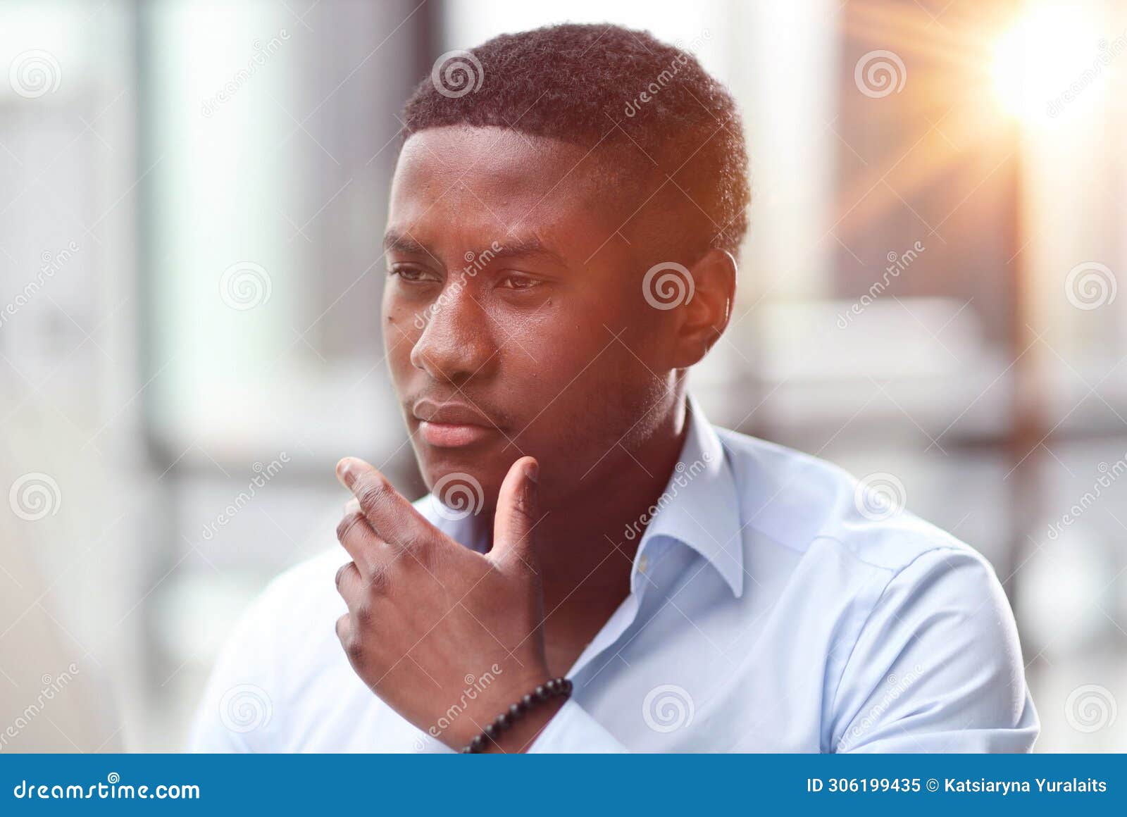 Thoughtful Black Man in Eyeglasses Stack with Hard Task, Looking at ...