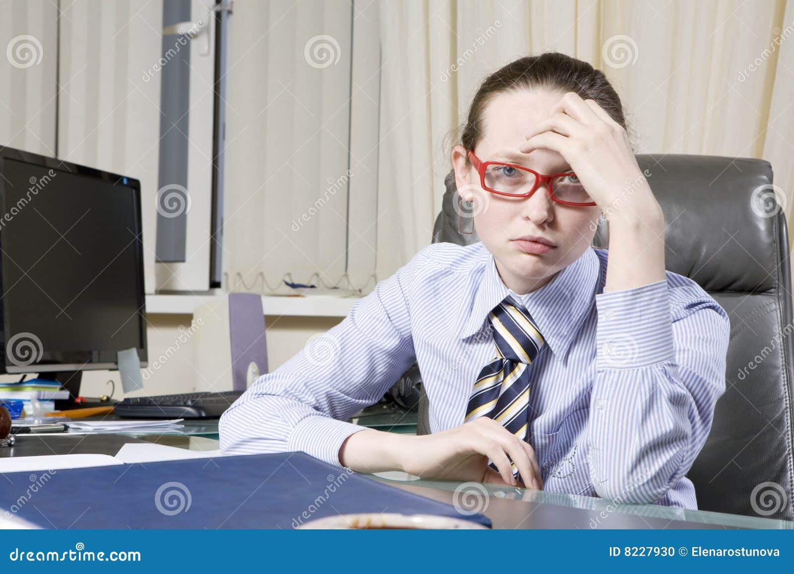 Thoughtful Boss Sitting on Chair Stock Photo - Image of serious ...