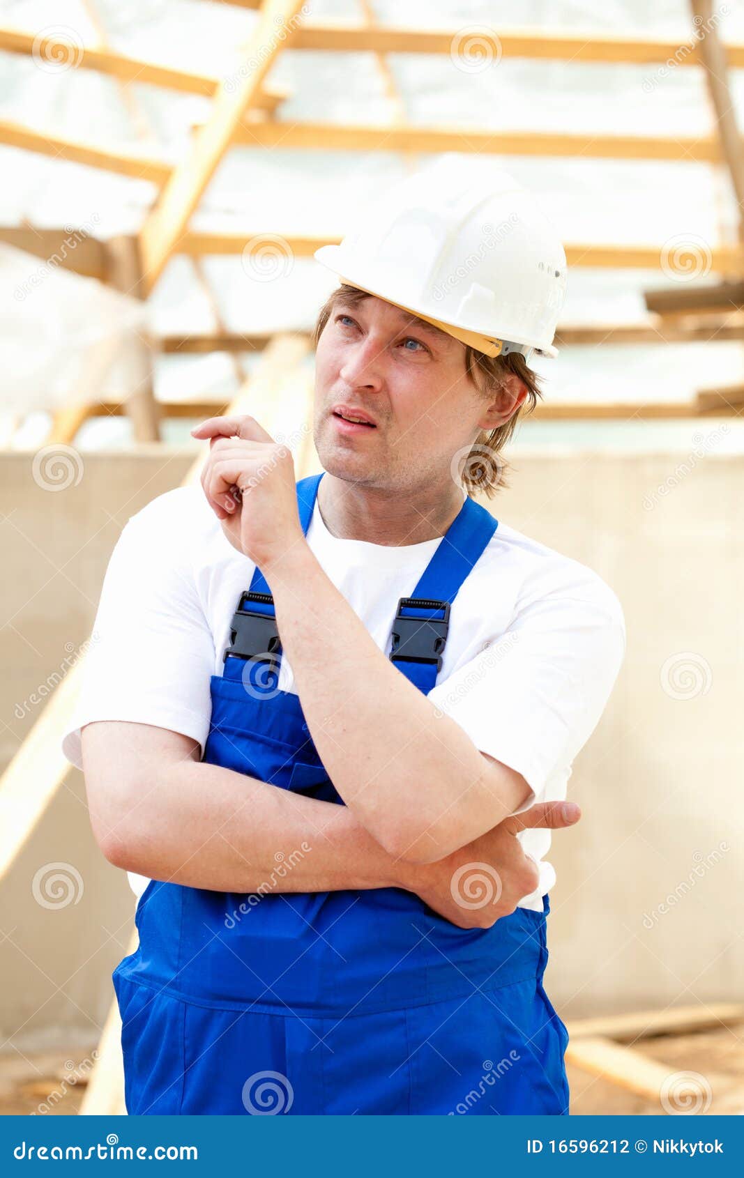 Thoughtful builder stock photo. Image of work, build - 16596212