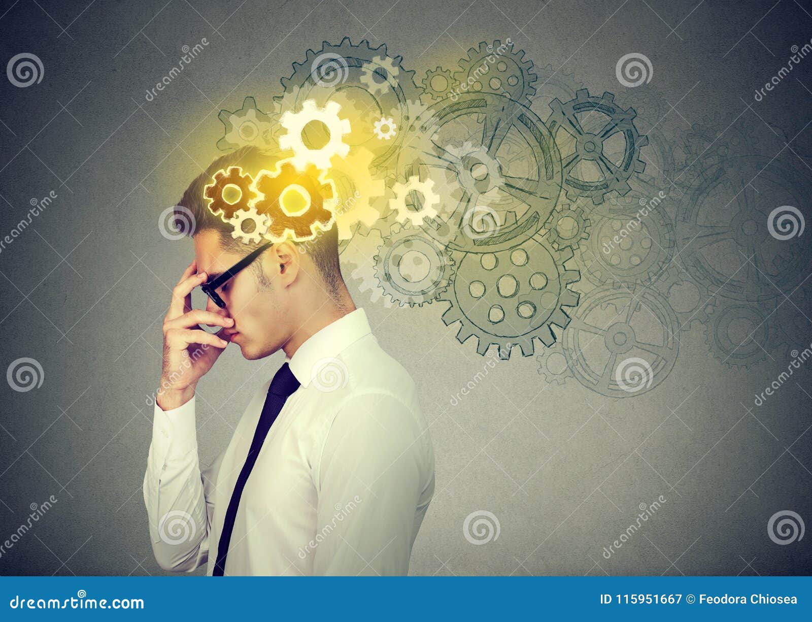 Thoughtful Business Man Looking for a Solution Stock Image - Image of ...