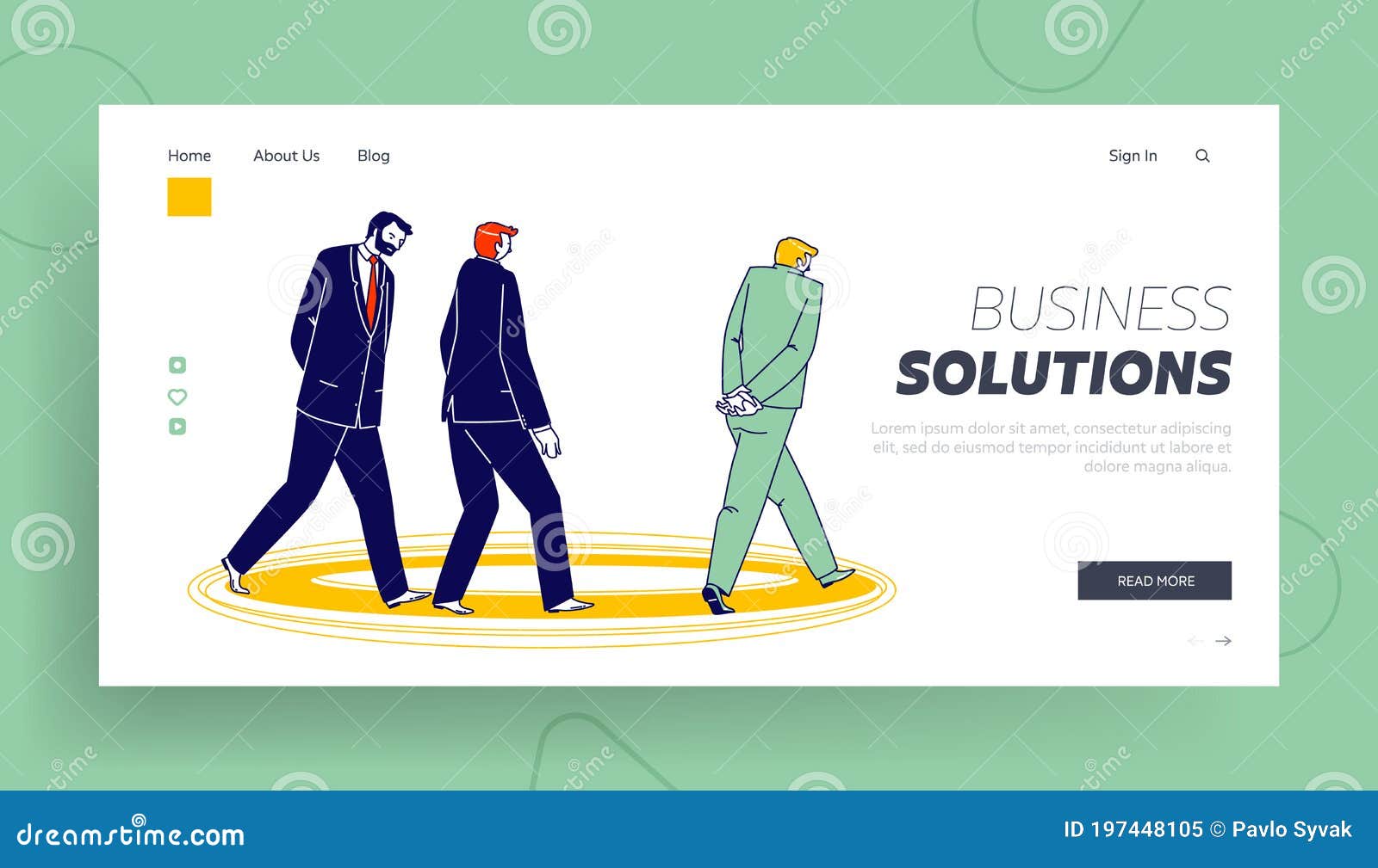 Thoughtful Business Men Walking in Circles Landing Page Template ...