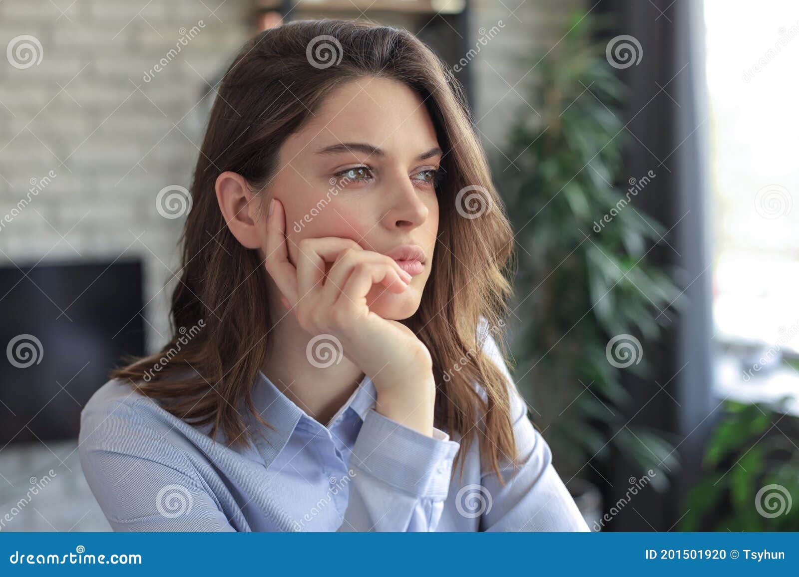 Thoughtful Business Woman Thinking about Her Problems, Looking Away ...
