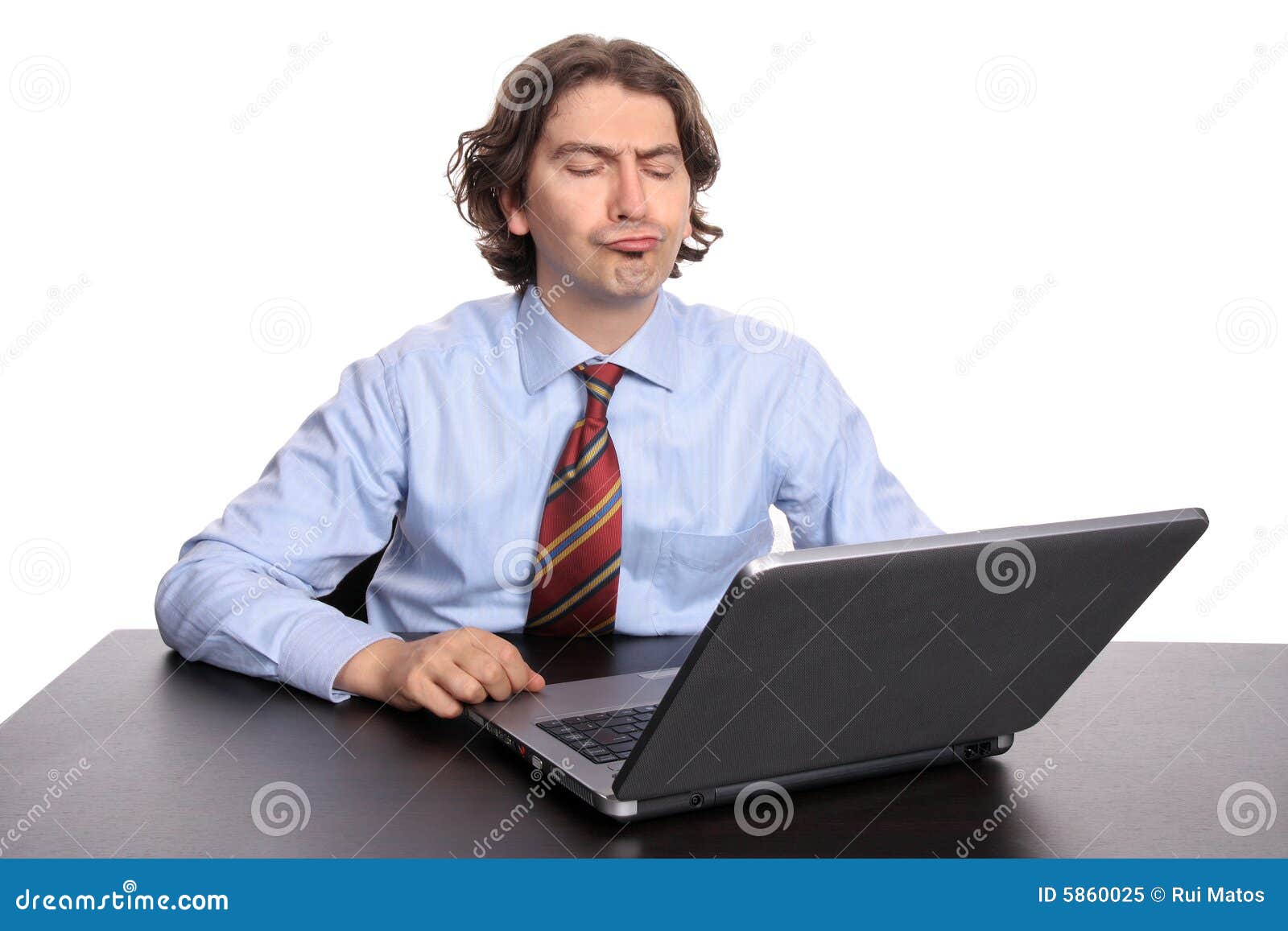 Thoughtful Businessman with Laptop Stock Image - Image of reflections ...