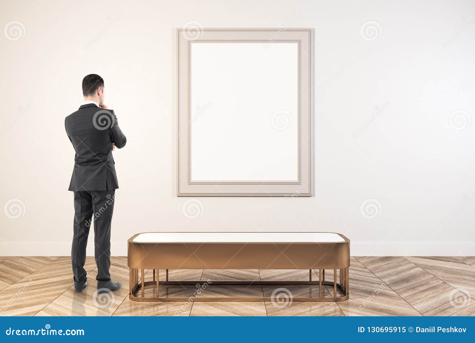 Thoughtful Businessman Looking at Empty Poster Stock Image - Image of ...