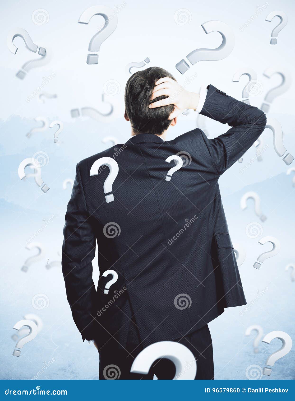 Thoughtful Businessman with Questions Stock Photo - Image of looking ...
