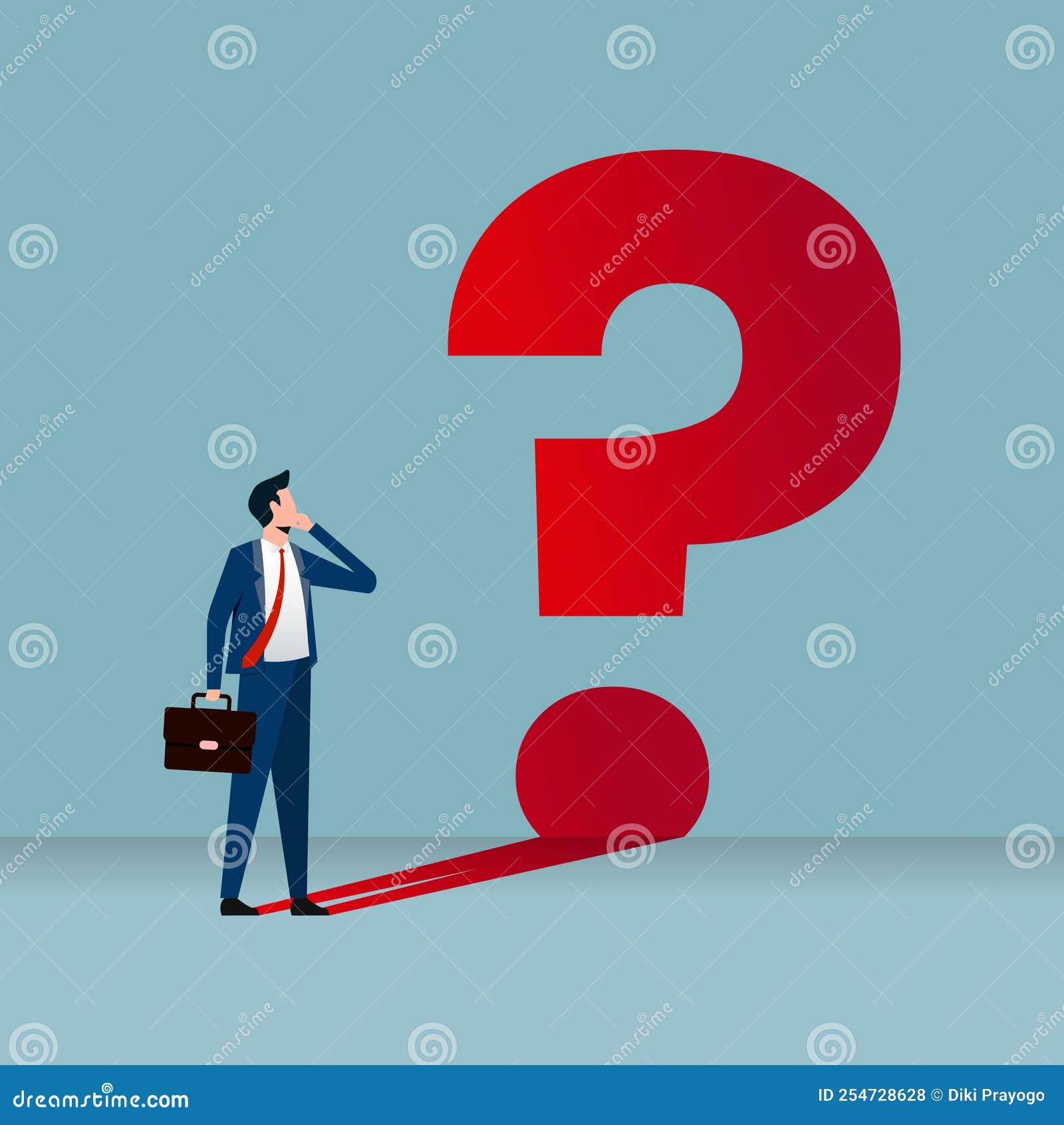 Thoughtful Businessman Thinking. Businessman and His Big Question Mark ...