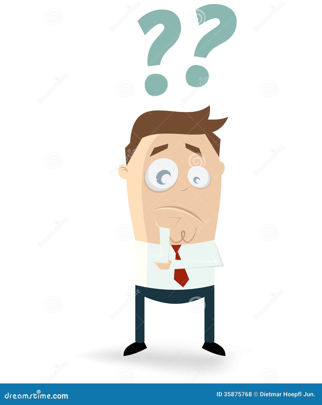 Thoughtful cartoon man stock vector. Illustration of pensive - 35875768