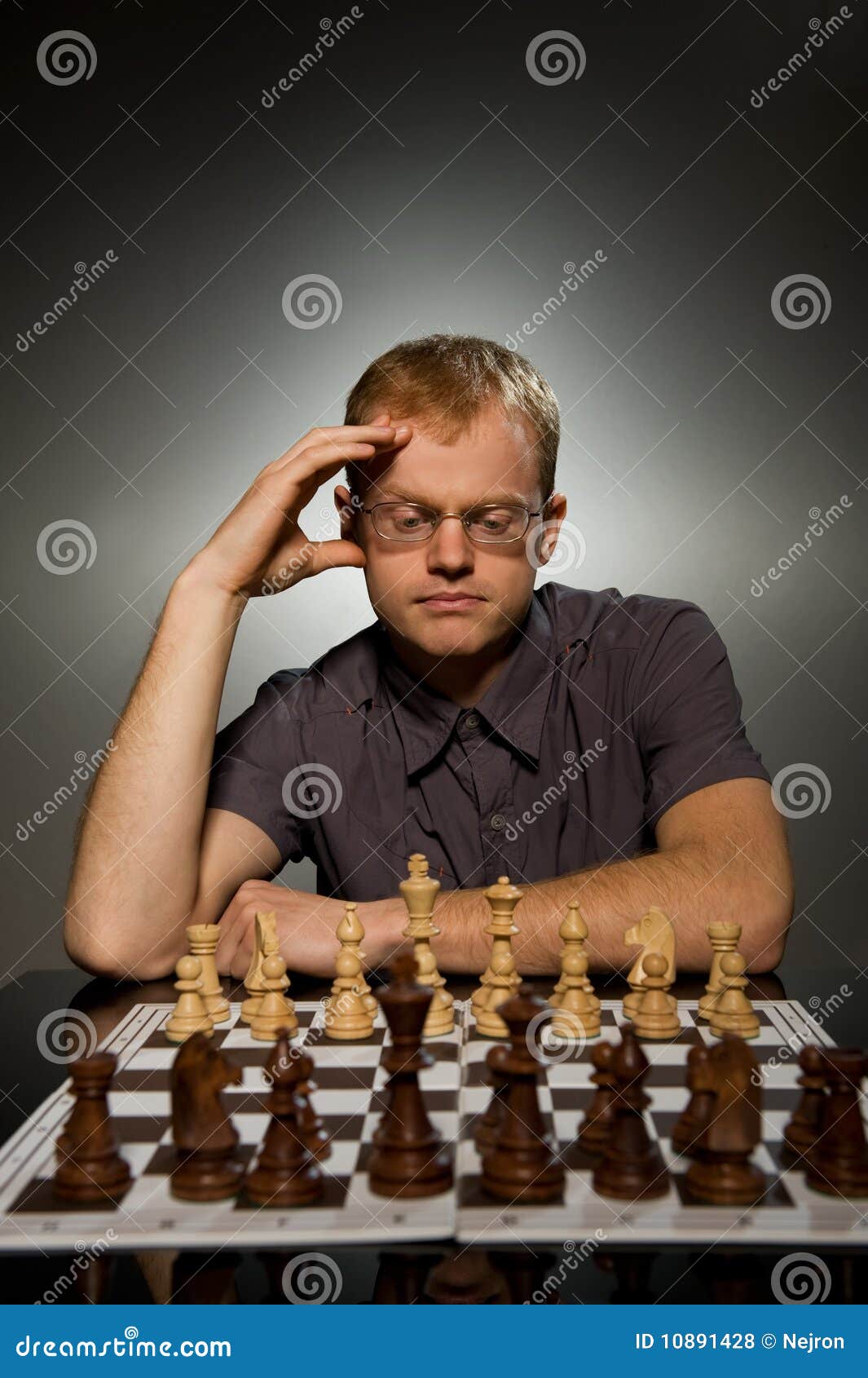 Thoughtful chess master stock photo. Image of intellect - 10891428
