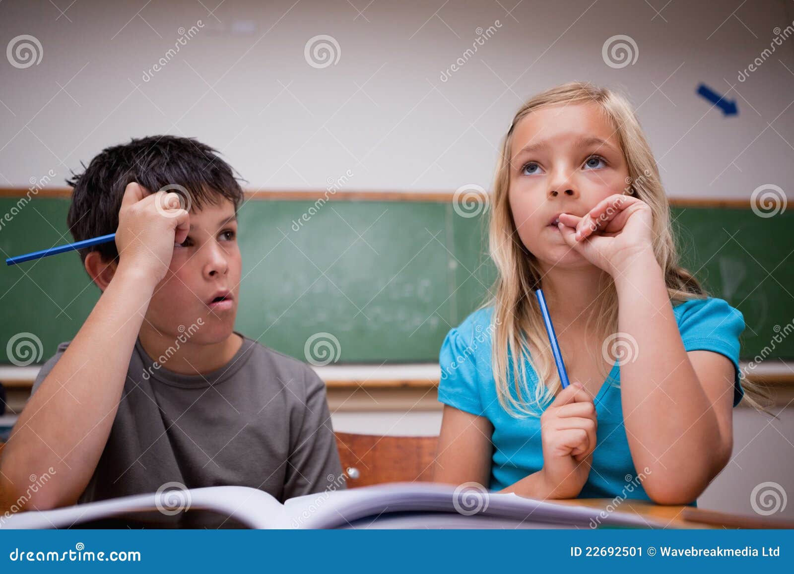 Thoughtful Children Working Together Stock Image - Image of elementary ...