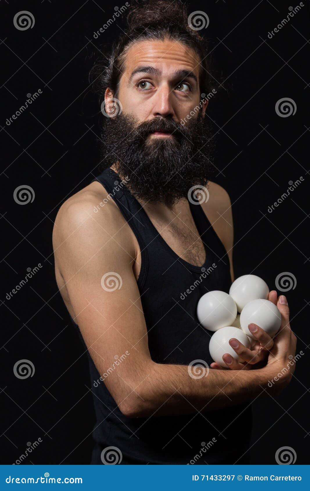 Thoughtful Circus Juggler Miming with His Juggling Balls Stock Image ...