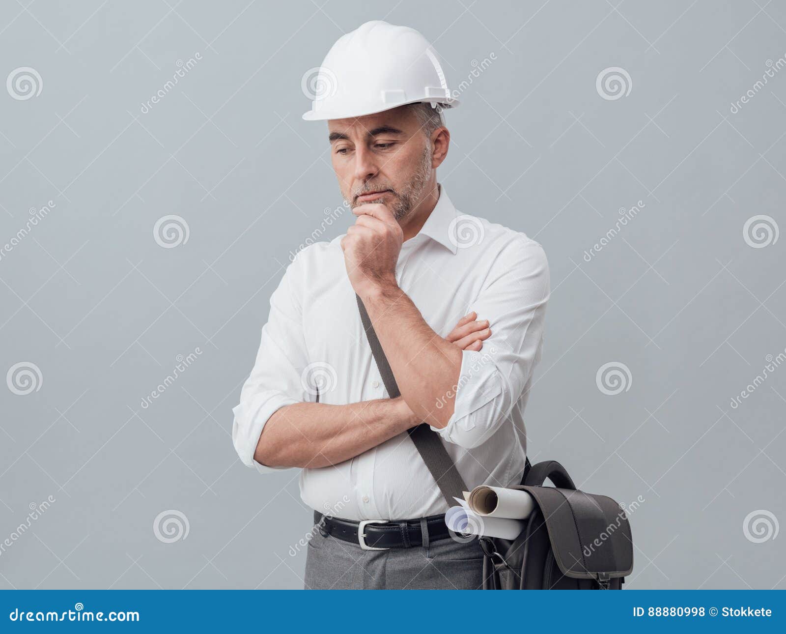 Thoughtful Construction Engineer Stock Photo - Image of manager ...