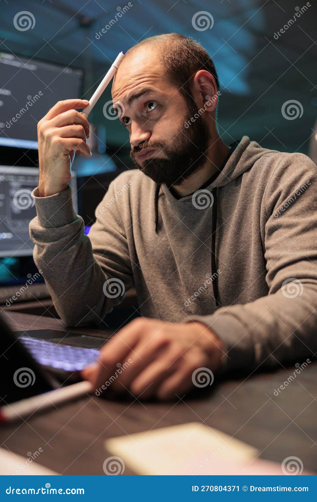 Thoughtful Developer Brainstorming Ideas To Find Source Code Stock Image Image Of Data Ideas