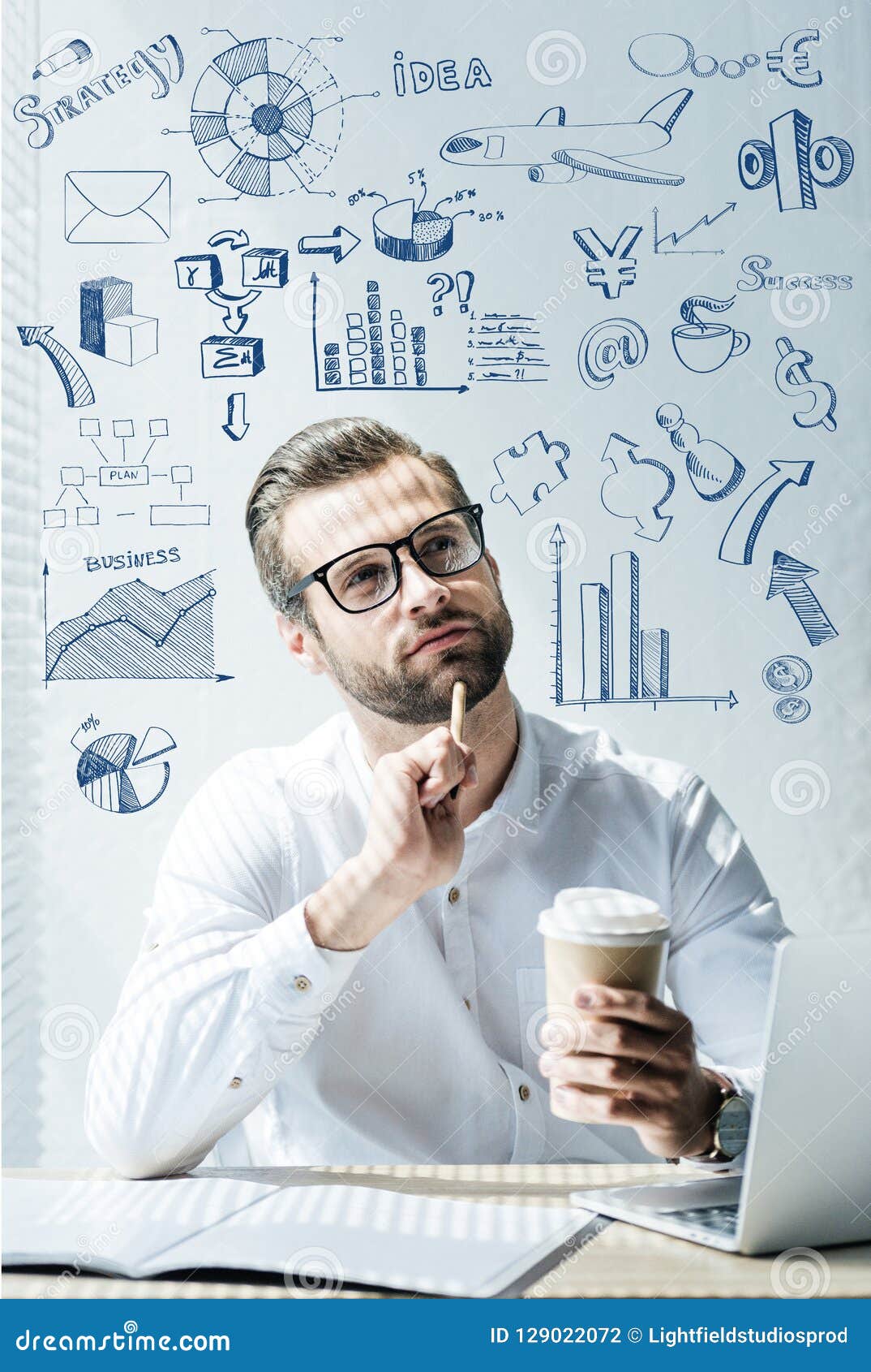 Thoughtful Developer Sitting at Workplace with SEO Ideas Stock Photo ...