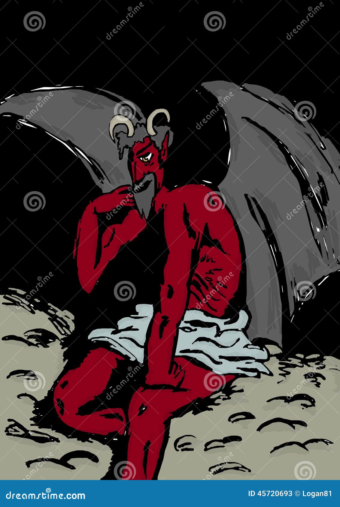 Thoughtful devil stock illustration. Illustration of thoughtful - 45720693