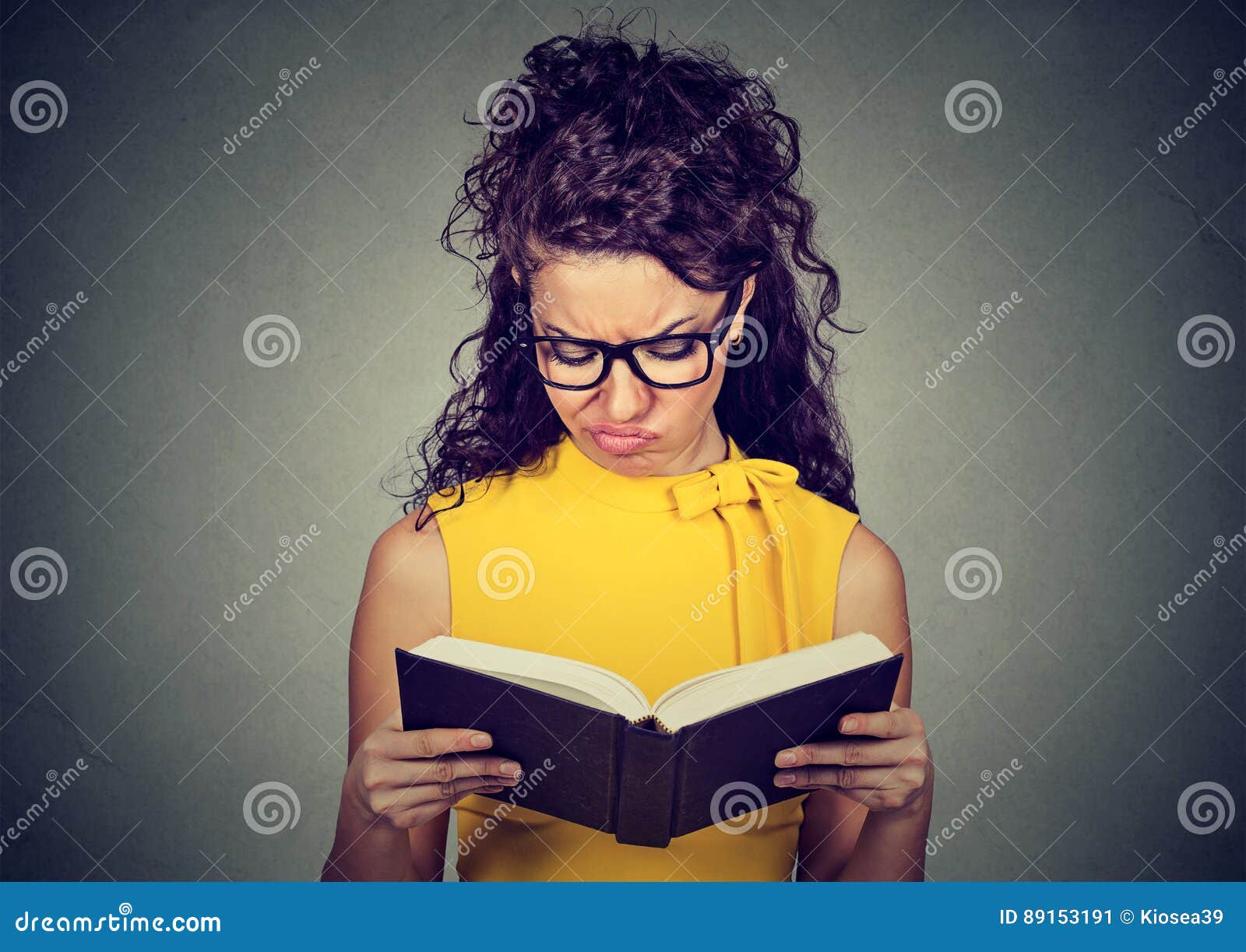 Thoughtful Displeased Woman Reading a Book Stock Image - Image of diary ...