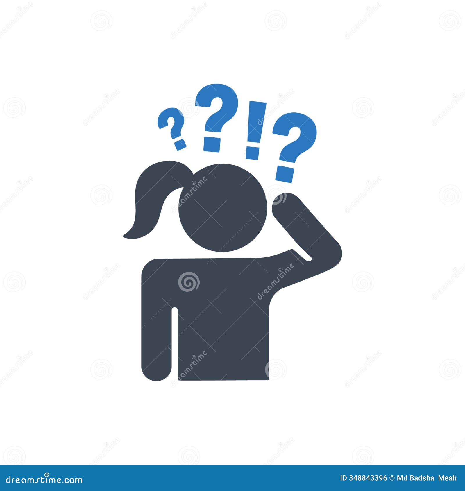 Thoughtful Doubt Icon stock vector. Illustration of symbol - 348843396