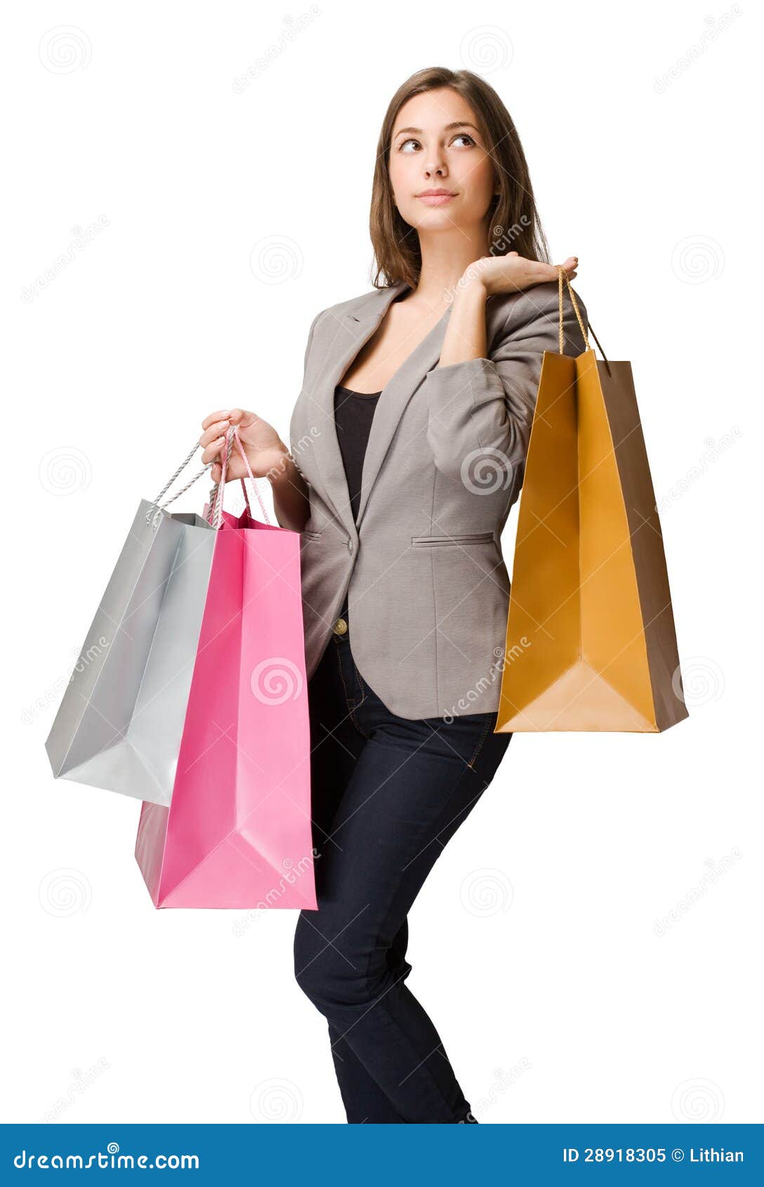 Thoughtful Elegant Young Shopper. Stock Image - Image of gorgeous ...