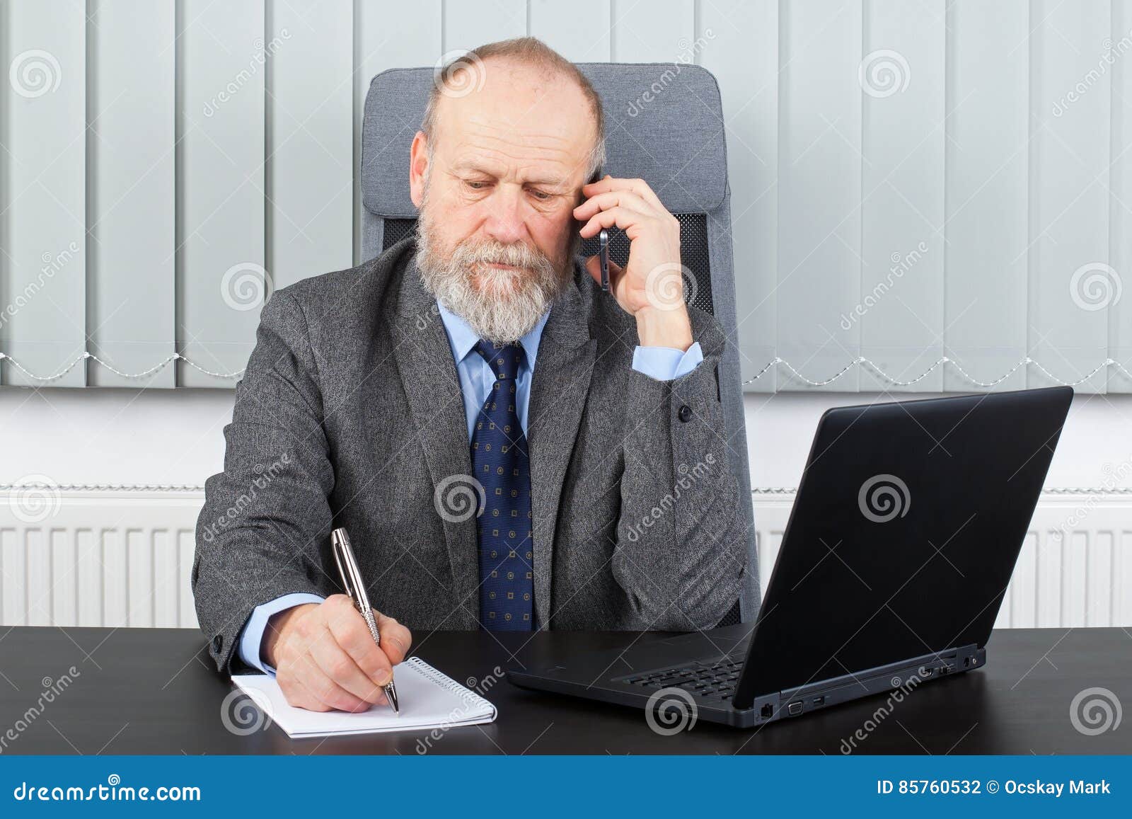 Thoughtful Employer Having a Phone Call Stock Photo - Image of ...