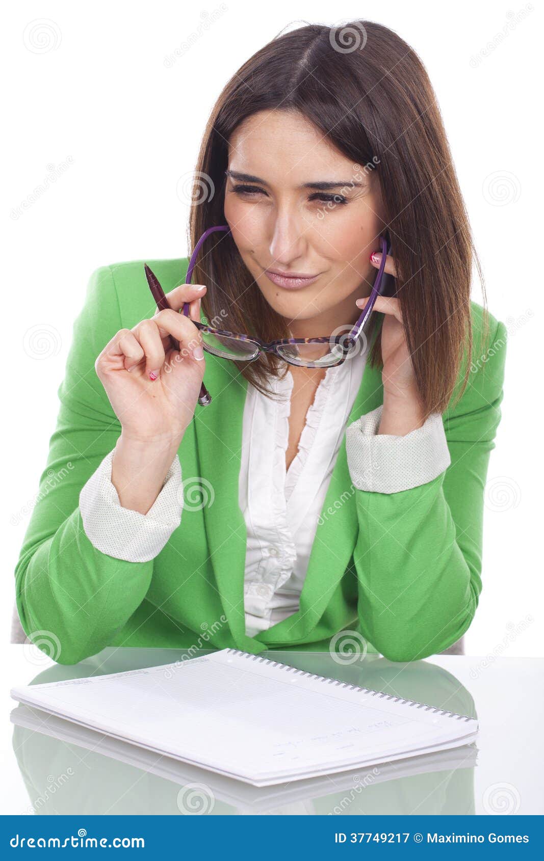 Thoughtful Executive Secretary Stock Image - Image of office, female ...