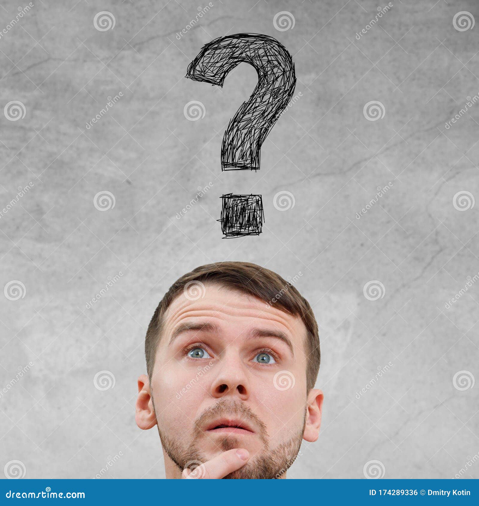 Thoughtful Face of Businessman with Question Mark Over Head. Stock ...
