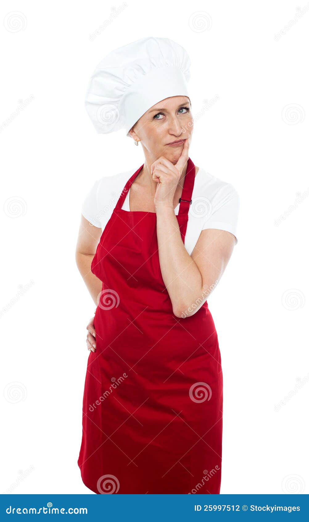 Thoughtful Female Chef Looking Away Stock Photo - Image of industry ...