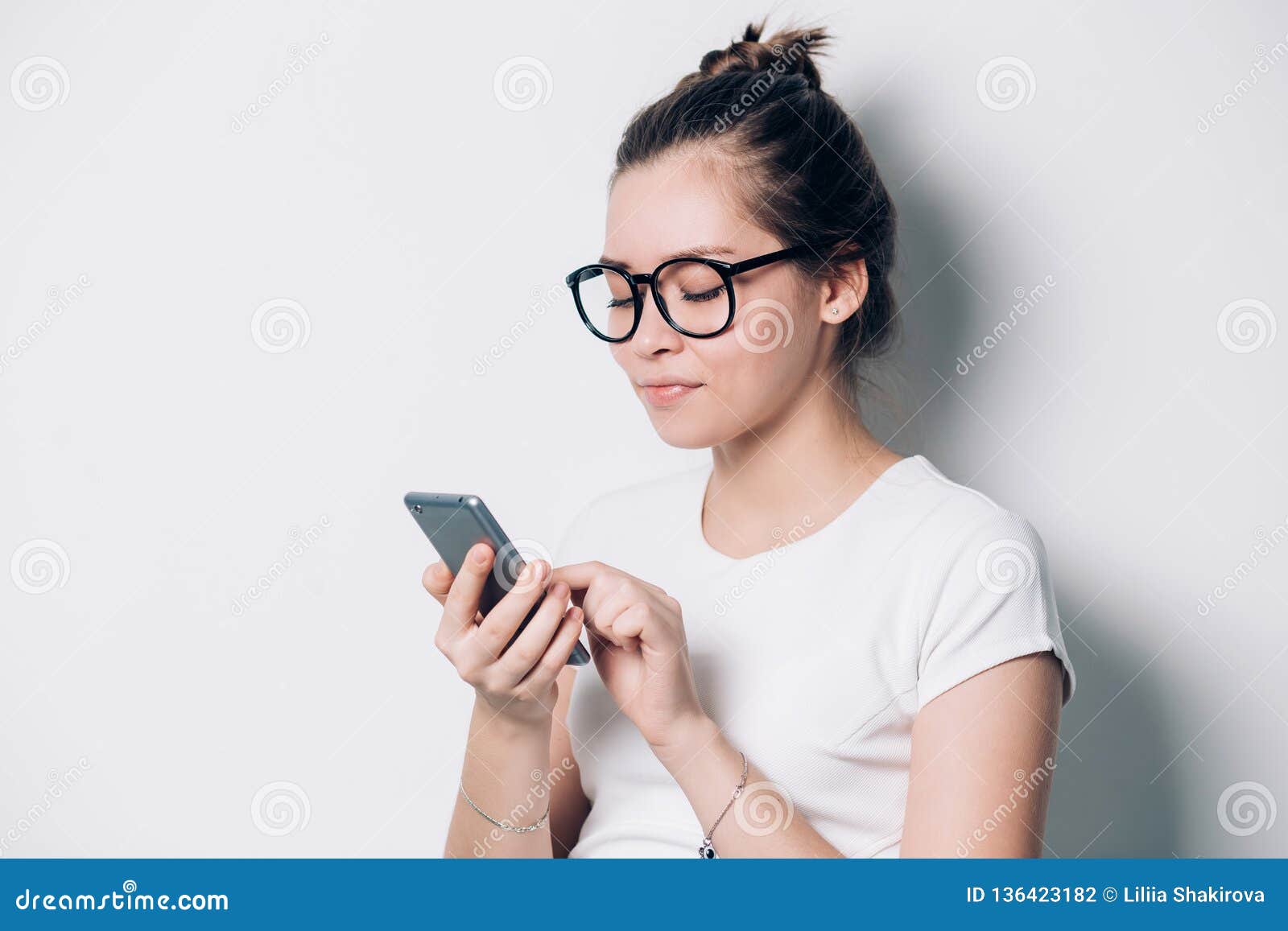 Thoughtful Female Employee Searching Information on Web Sites Using ...