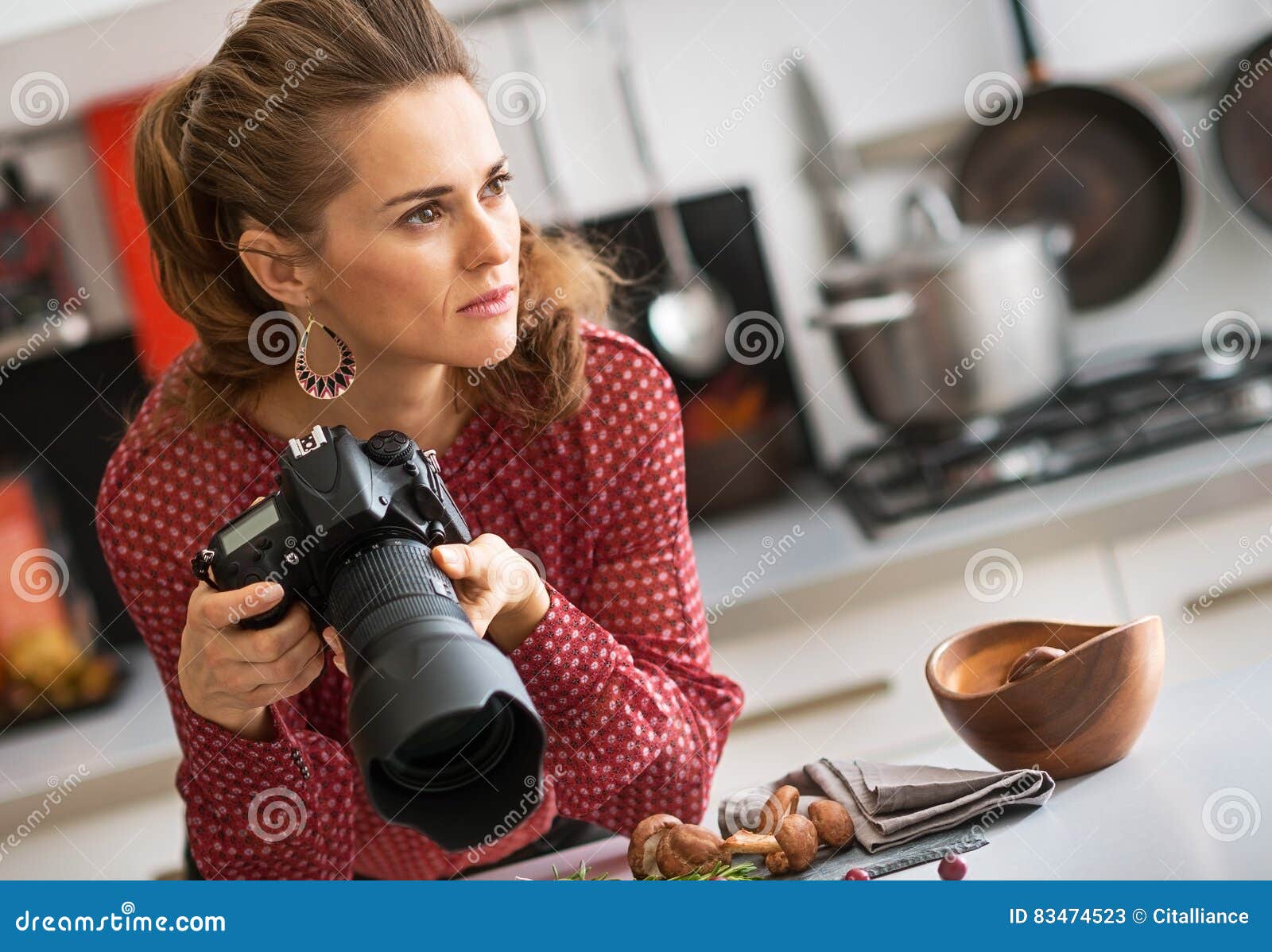 Thoughtful Female Food Photographer Stock Image - Image of indoors ...