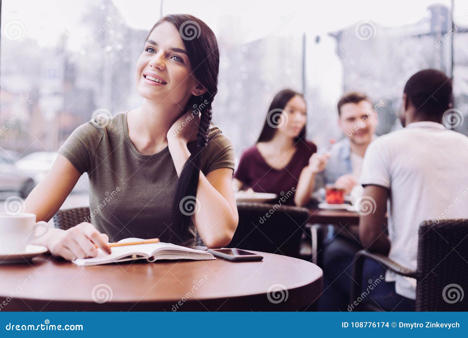 Thoughtful Female Student Dreaming during Study Stock Photo - Image of ...