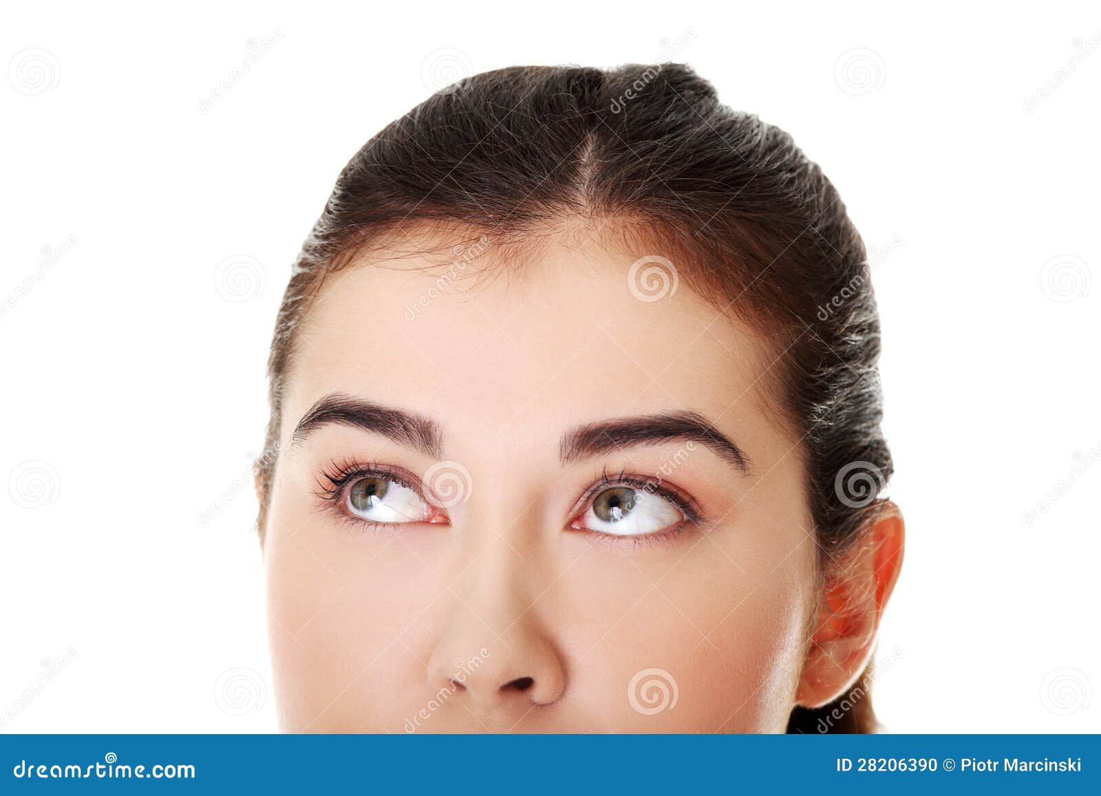 Thoughtful Female Student Looking Up Stock Photo - Image of face, learn ...