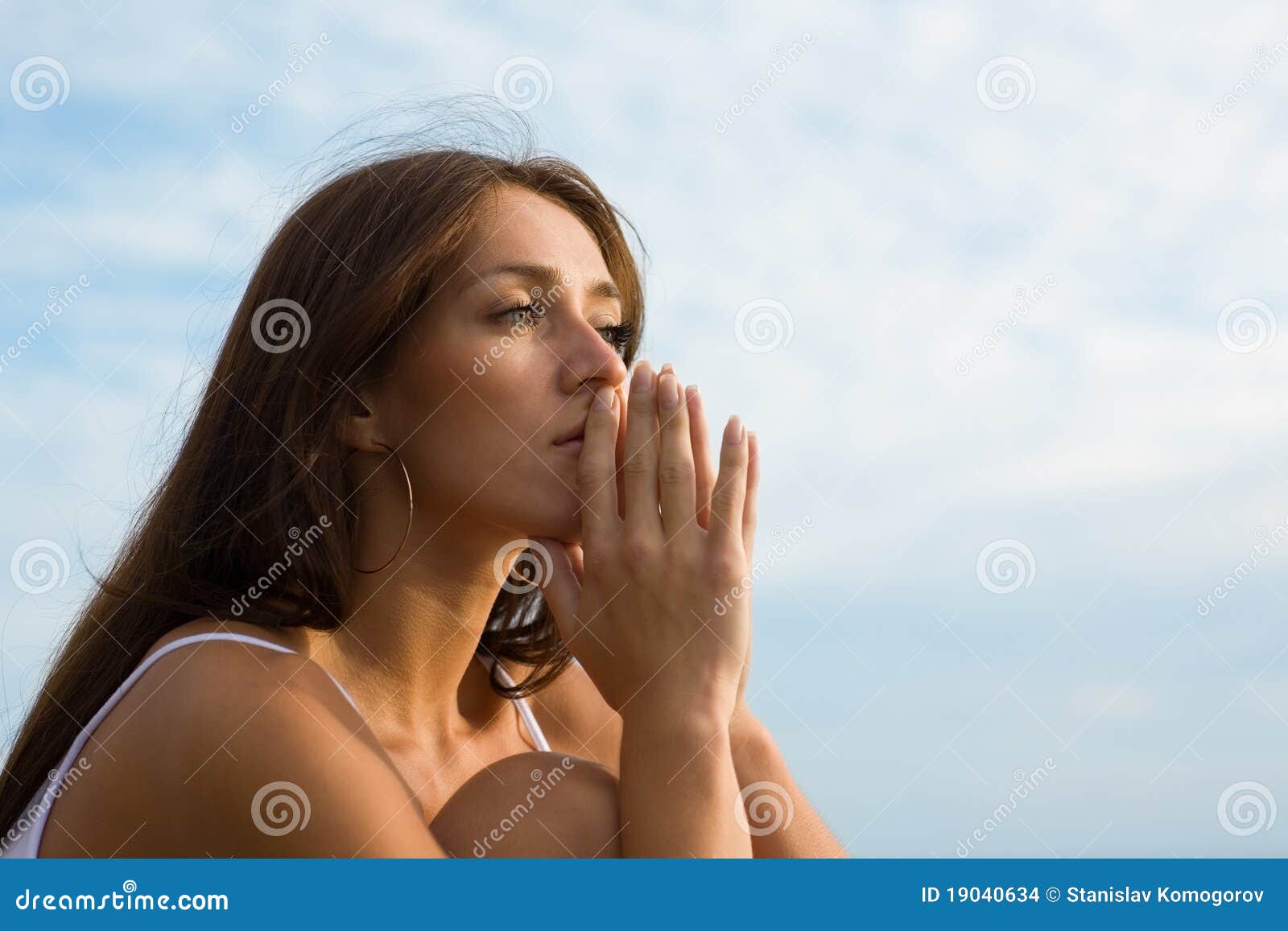 Thoughtful Girl Against the Sky Stock Photo - Image of attractive ...