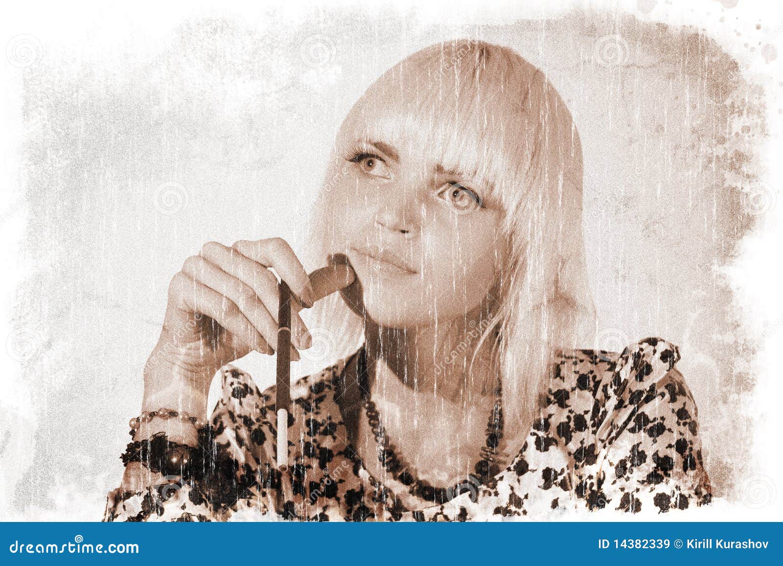 Thoughtful Girl (vintage Style) Stock Image - Image of caucasian ...