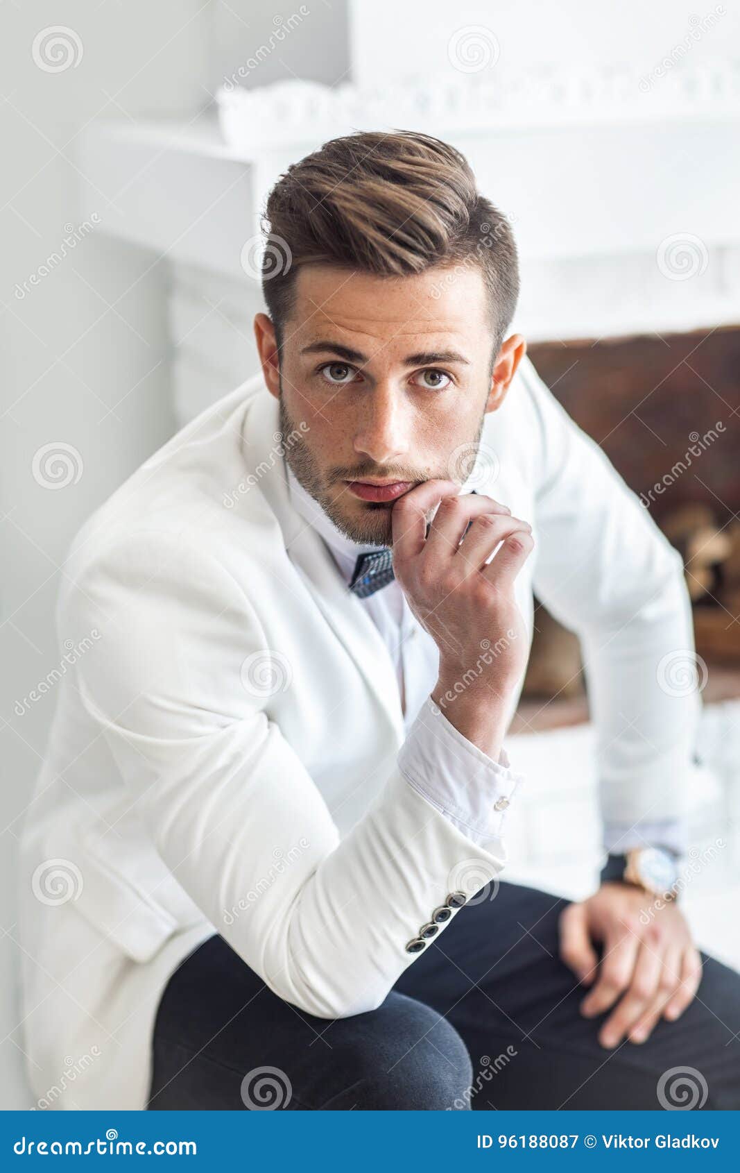Thoughtful Handsome Young Genious In Glasses With Red Hair Standing In ...