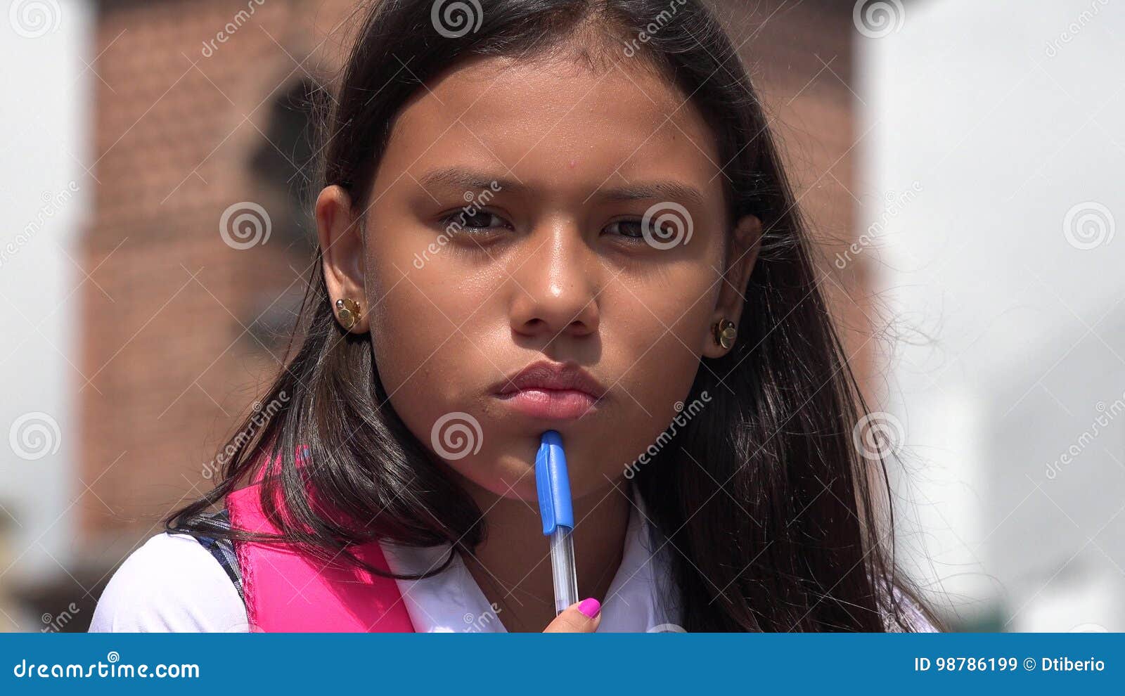 Thoughtful Hispanic Female Student Stock Image - Image of females ...