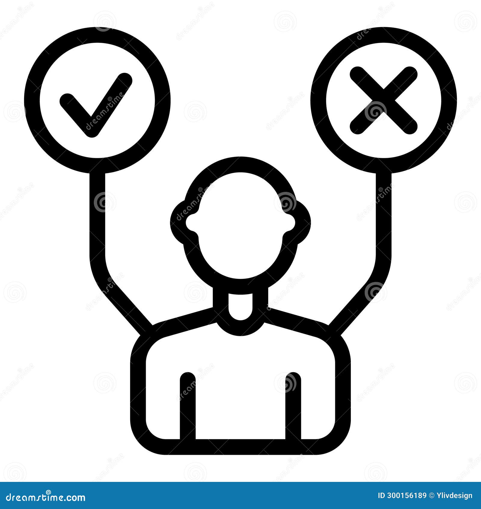 Thoughtful Human Icon Outline Vector. Two Options for Solutions Stock ...