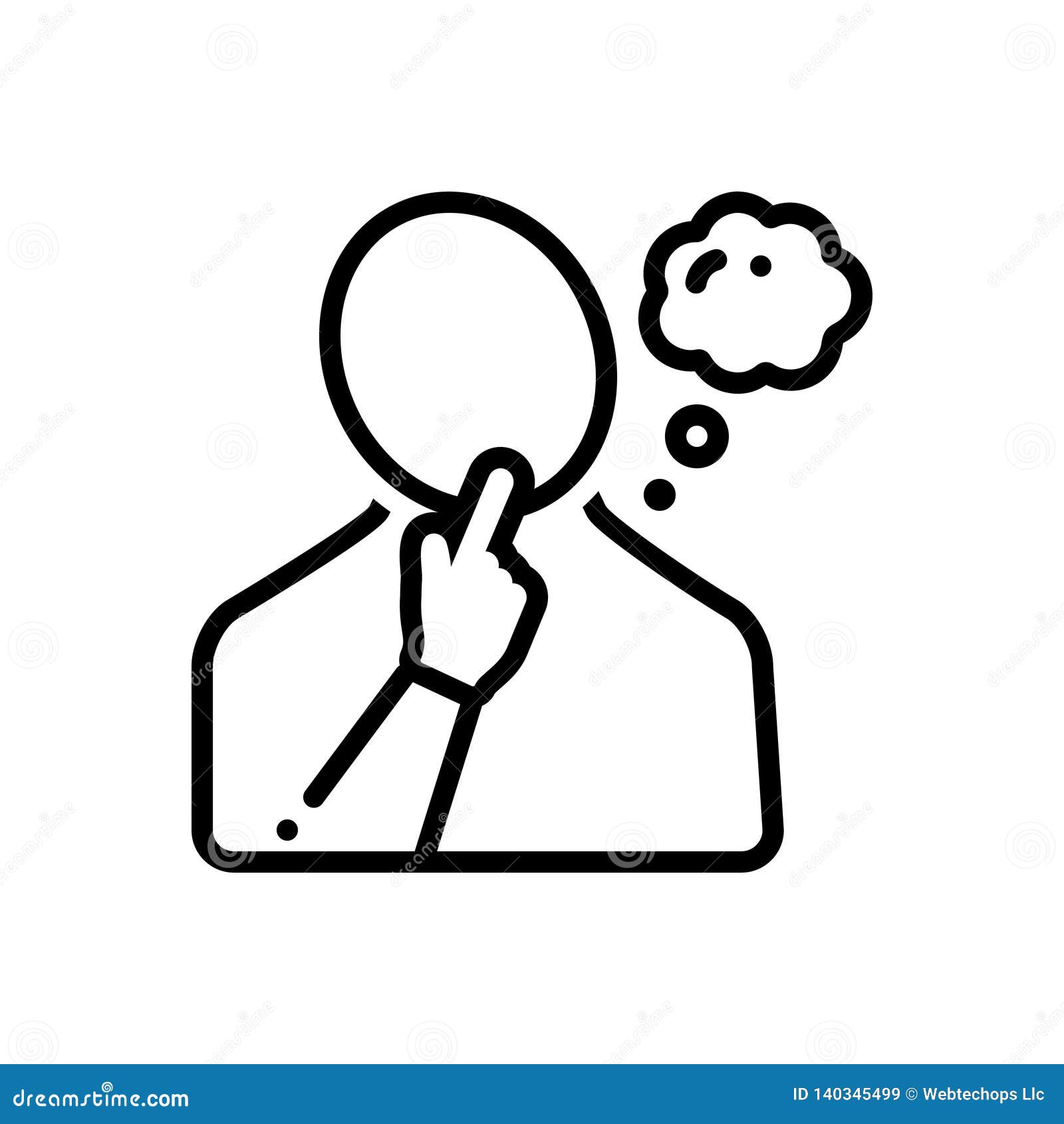 Black Line Icon for Thoughtful, Considerate and Personality Stock ...