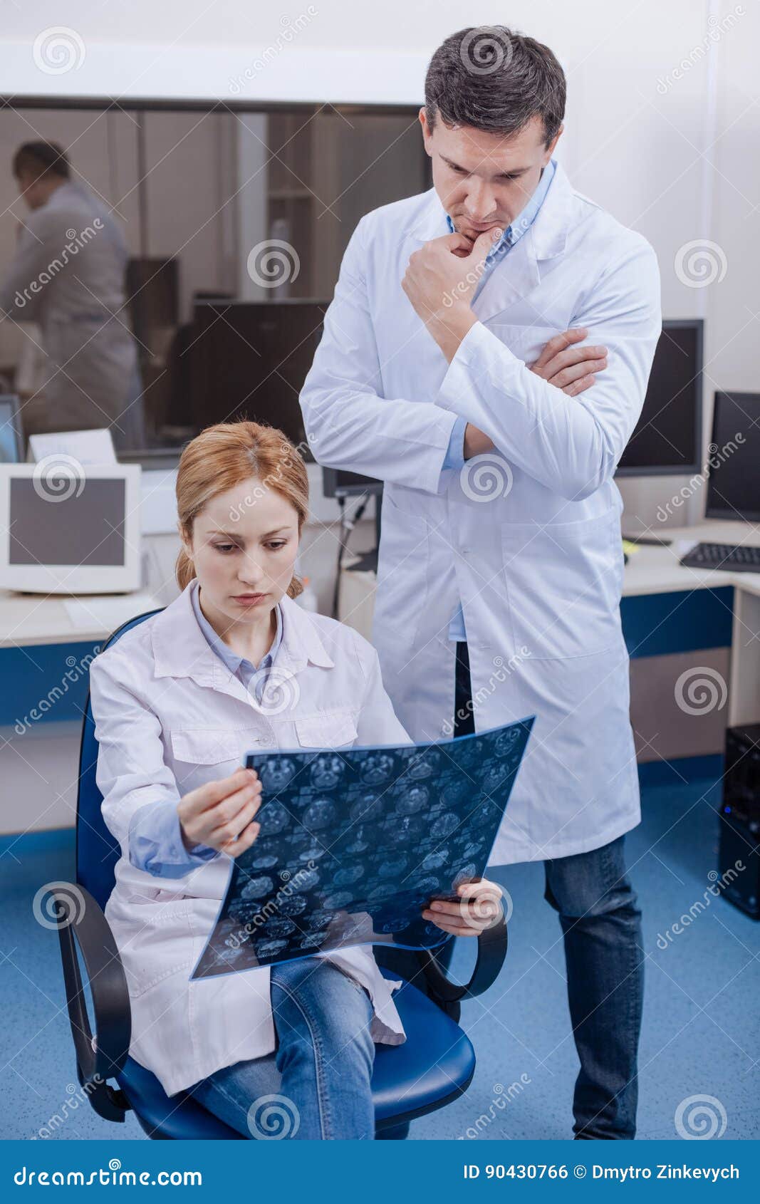 Thoughtful Intelligent Doctors Working Together Stock Photo - Image of ...