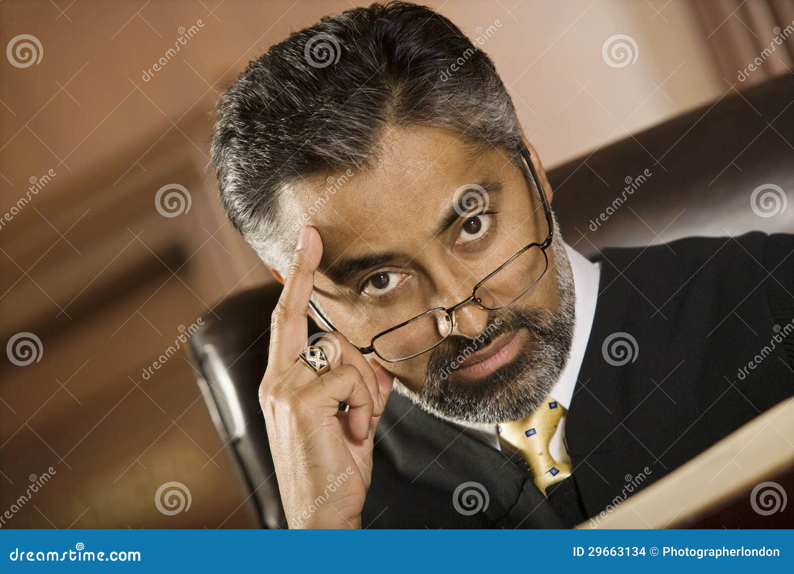 Thoughtful Judge in the Courtroom Stock Photo - Image of portrait ...