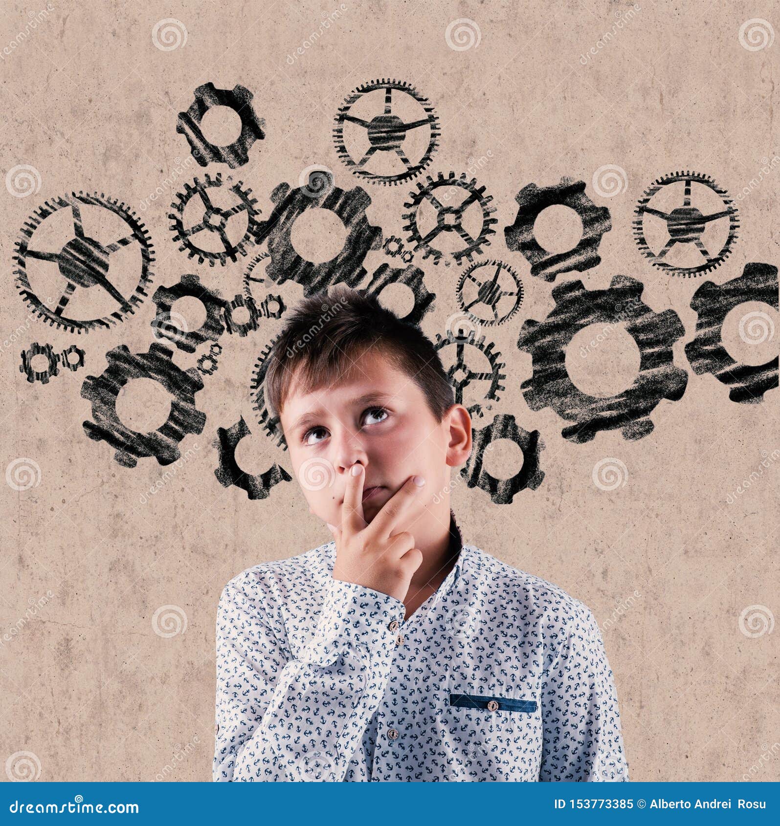 Thoughtful kid formulas stock image. Image of creativity - 153773385