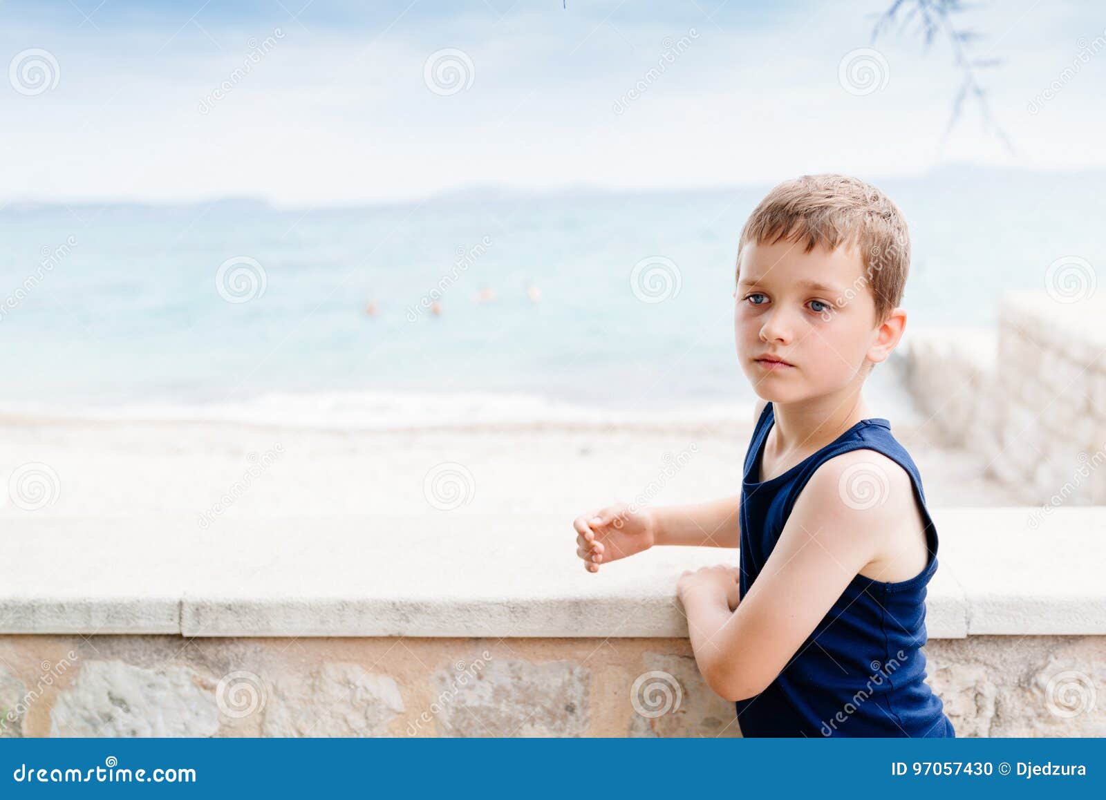 Thoughtful Little Boy on Summer Vacations Stock Photo - Image of ...