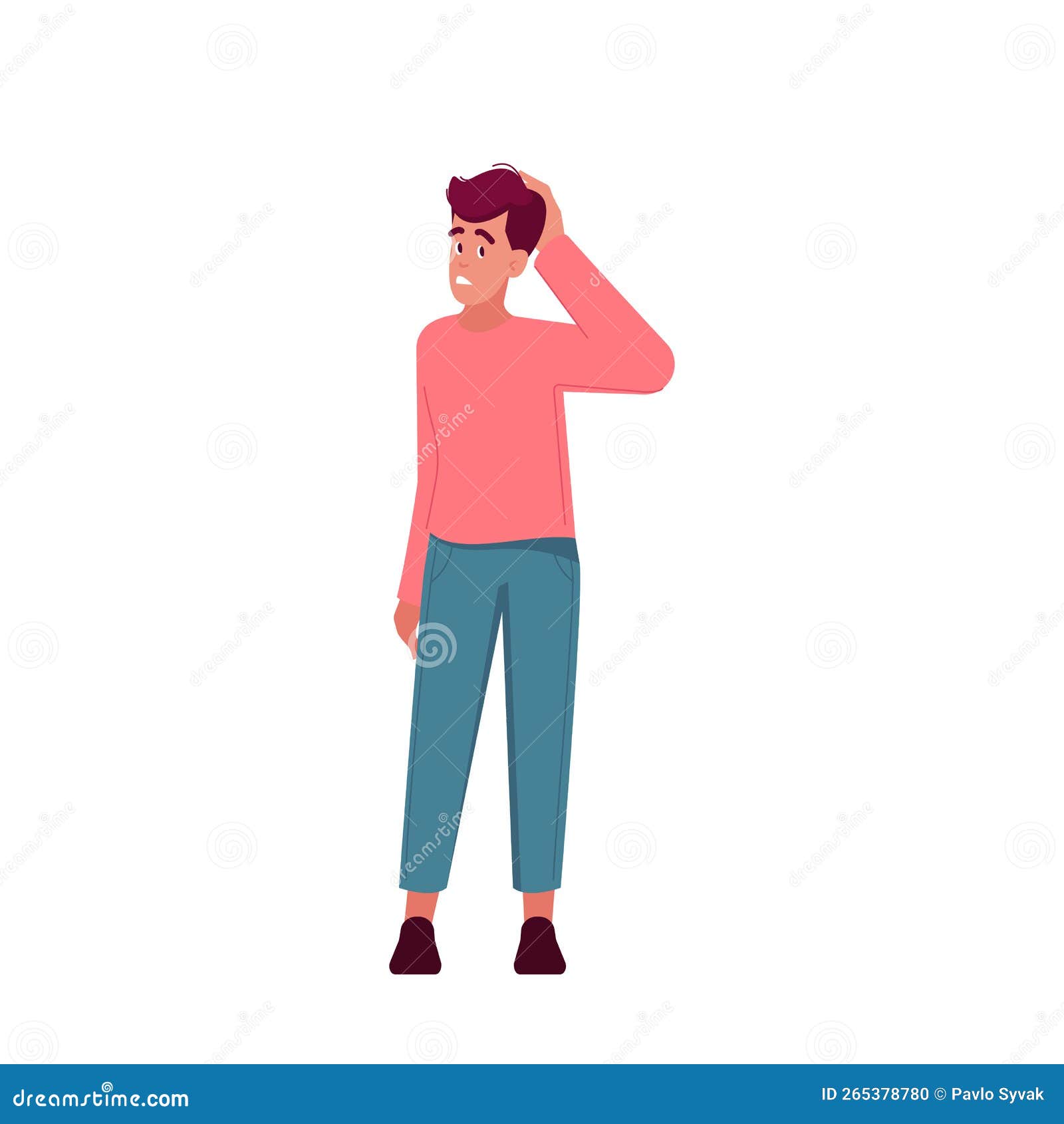 Thoughtful Male Character Think, Search Solution, Solve Difficult Task ...